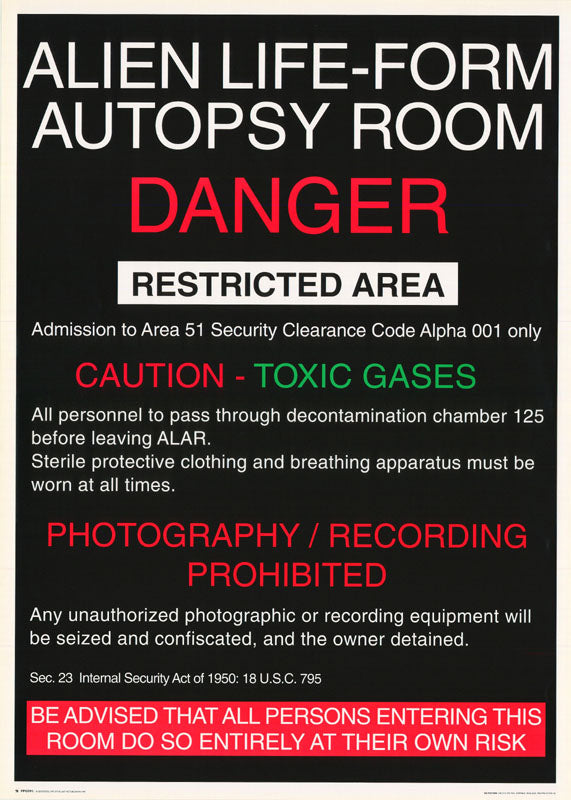 ALIEN LIFE FORM AUTOPSY ROOM POSTER – Midwest Posters