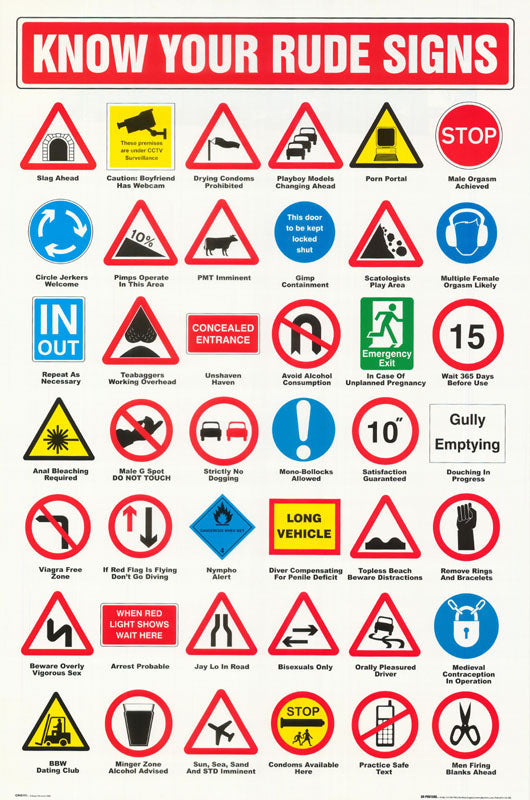 KNOW YOUR RUDE SIGNS - POSTER RW3H – Midwest Posters